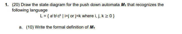 Solved Draw the state diagram for the pushdown automota M1 | Chegg.com