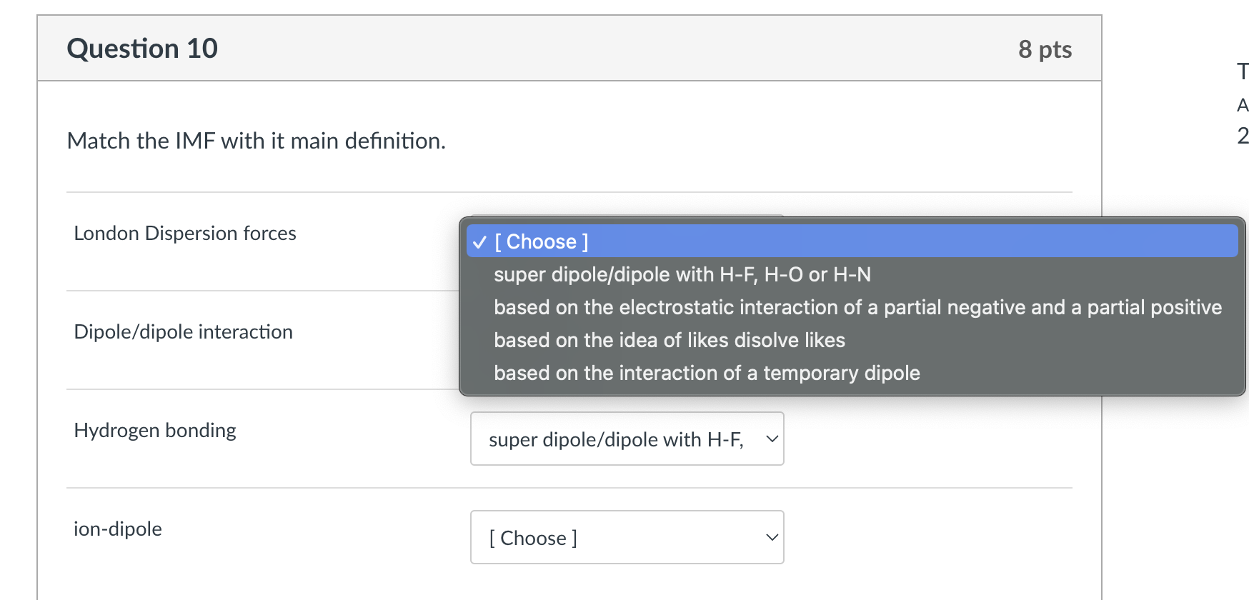 Solved Question 10 8pts Match the IMF with it main | Chegg.com