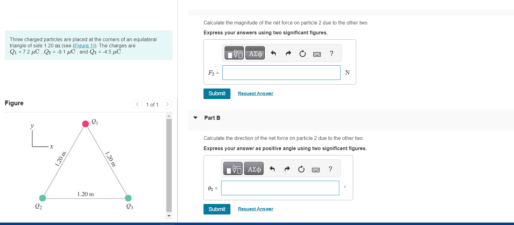 Solved Three charged particles are placed at the corners of | Chegg.com