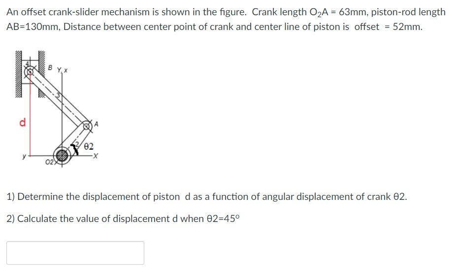 Solved An offset crank-slider mechanism is shown in the | Chegg.com