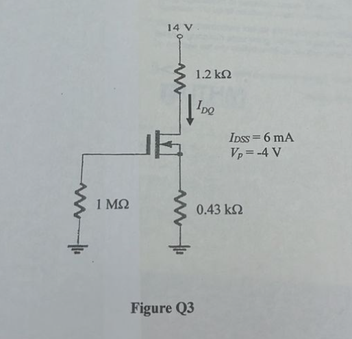 Solved Q3 A self-bias circuit configuration of a depletion | Chegg.com