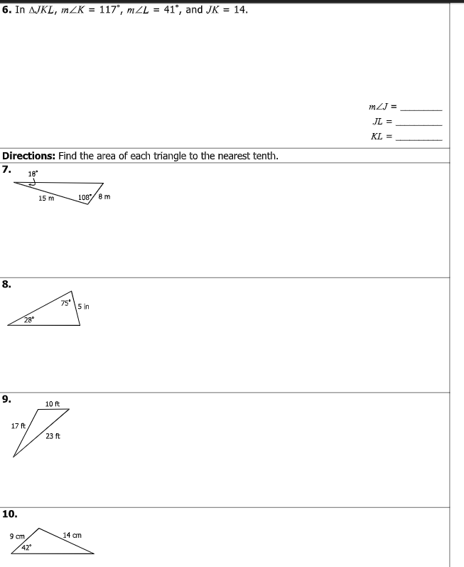 Solved Directions: Find each missing measure to the nearest | Chegg.com