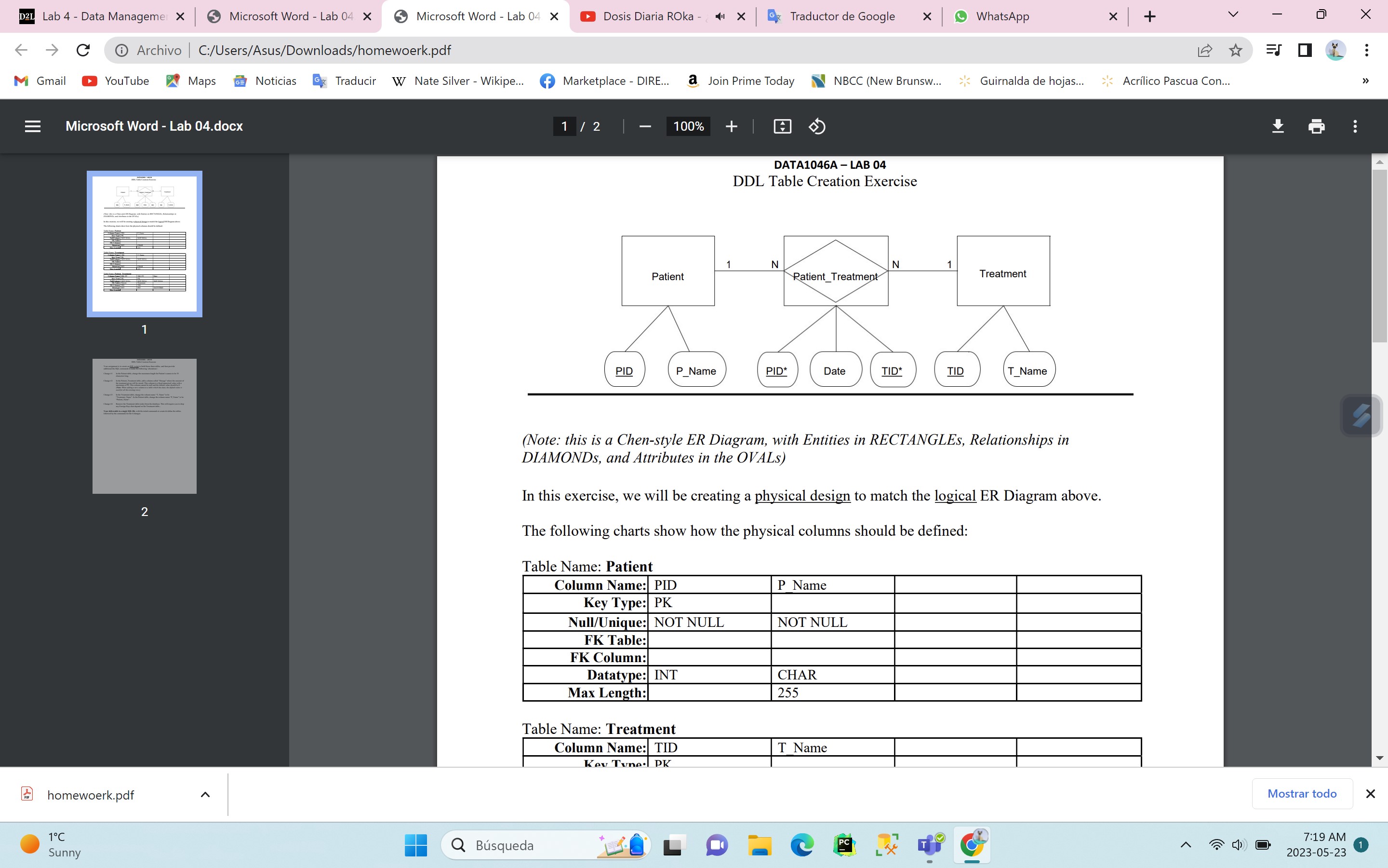 Solved DATA1046A - LAB 04 DDL Table Creation Exercise (Note: | Chegg.com