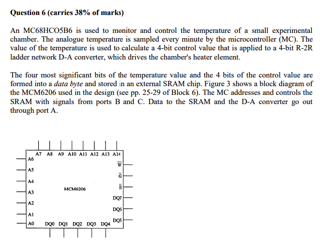 Question 6 (carries 38% of marks) An MC68HCO5B6 is | Chegg.com