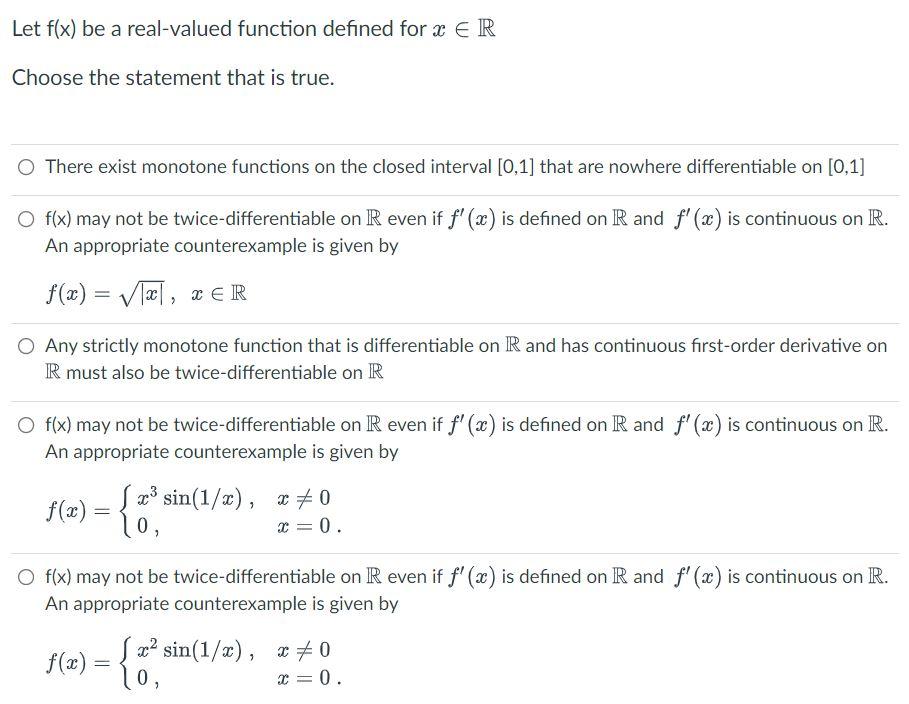 Solved Let f(x) be a real-valued function defined for 3 ER | Chegg.com