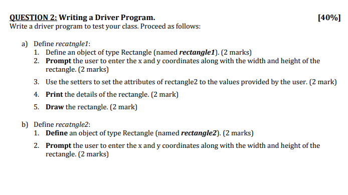 Solved Question 1 Defining The Class “rectangle 60 9160
