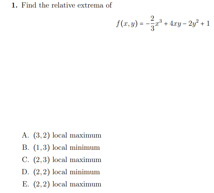 Solved Find the relative extrema | Chegg.com