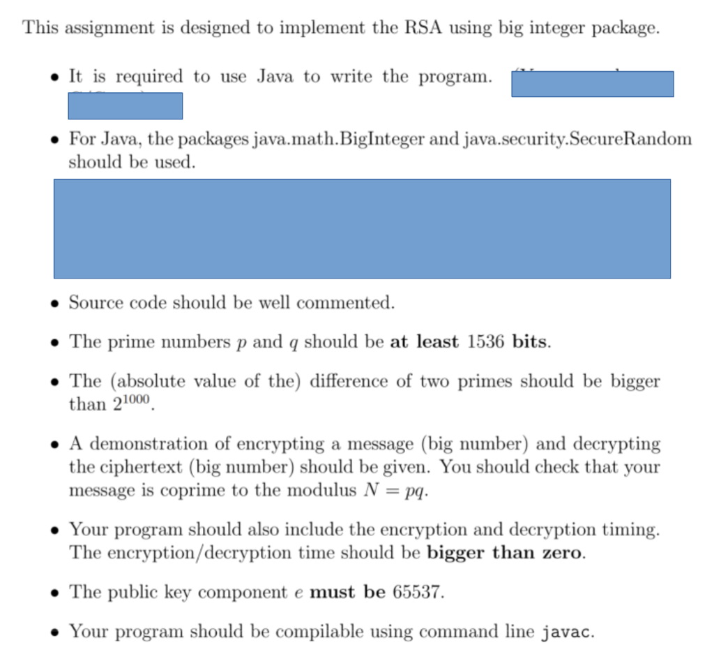 Solved T' his assignment is designed to implement the RSA | Chegg.com