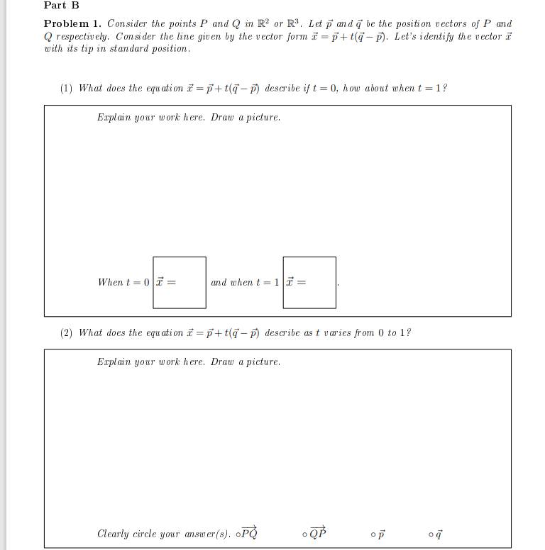 Solved Problem 1. Consider the points P and Q in R2 or R3. | Chegg.com