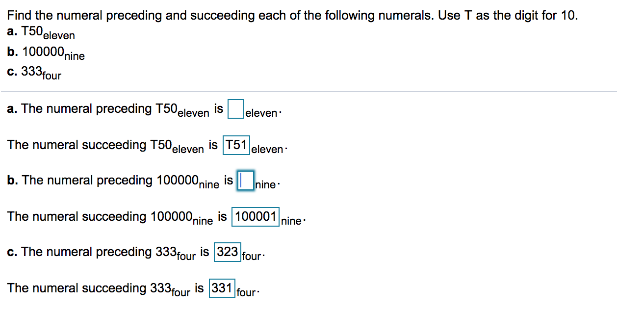 Solved Find the numeral preceding and succeeding each of the | Chegg.com