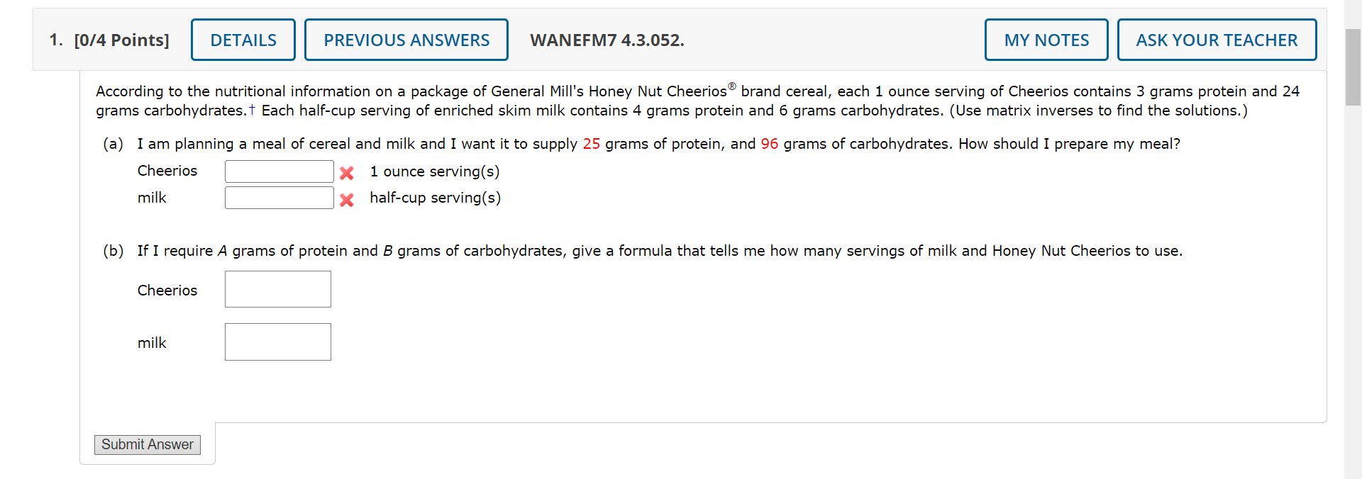 Solved According to the nutritional information on a package | Chegg.com