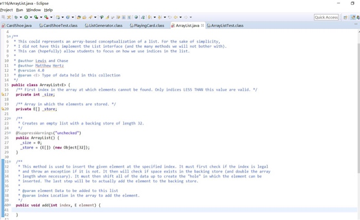 Solved e 116/ArrayList java-Eclipse Project Bun岦indow Help k | Chegg.com