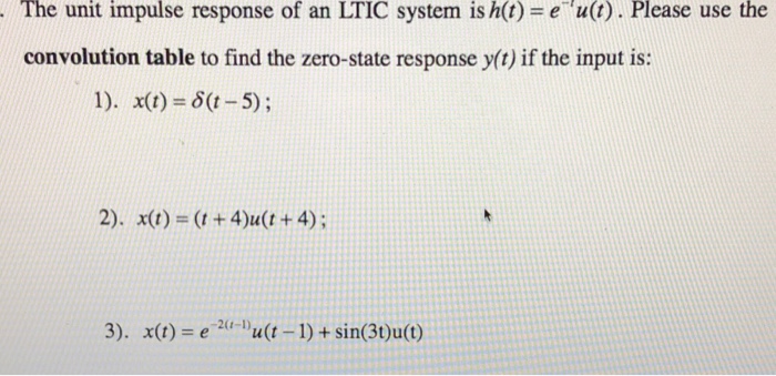 Solved The unit impulse response of an LTIC system is h(t) | Chegg.com