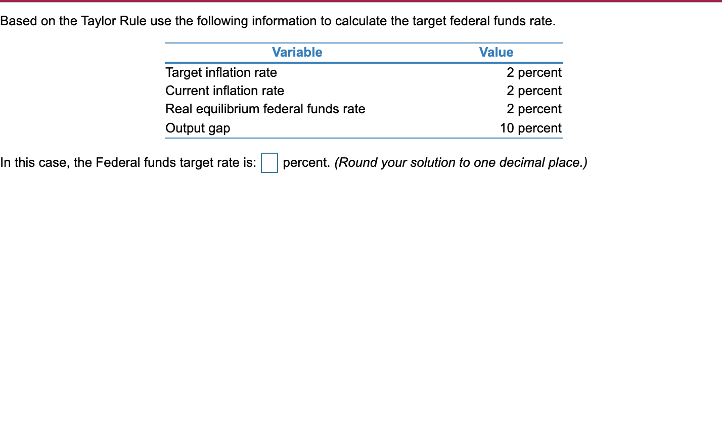 Solved Based on the Taylor Rule use the following | Chegg.com