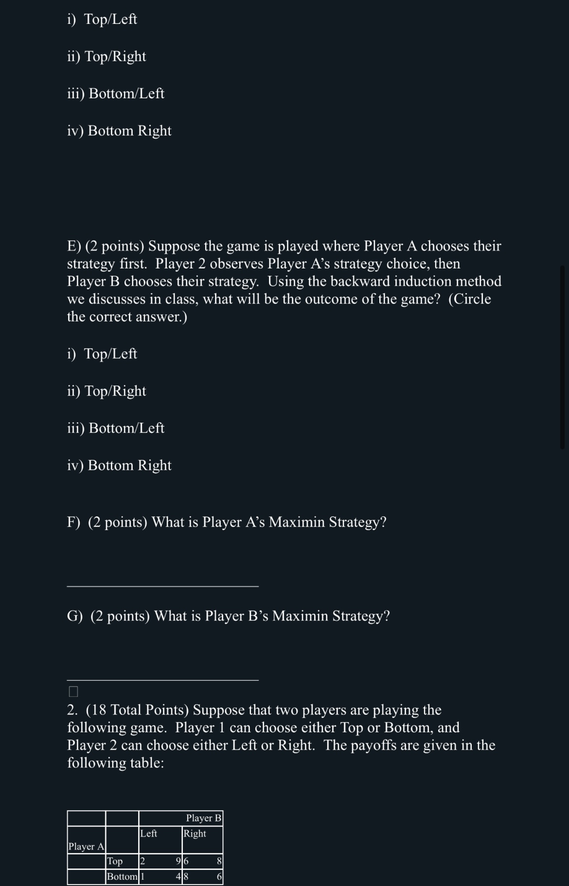 Solved i) \( \mathrm{Top} / \mathrm{Left} \)ii) | Chegg.com