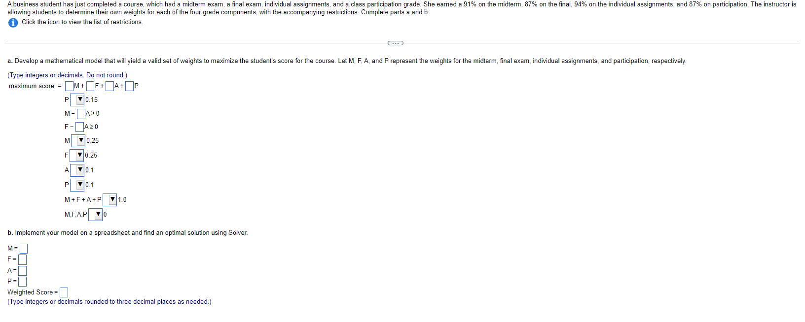 (Type integers or decimals. Do not round.) maximum | Chegg.com