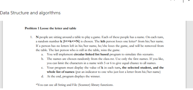 Solved Data Structure and algorithms Problem 1 Loose the | Chegg.com