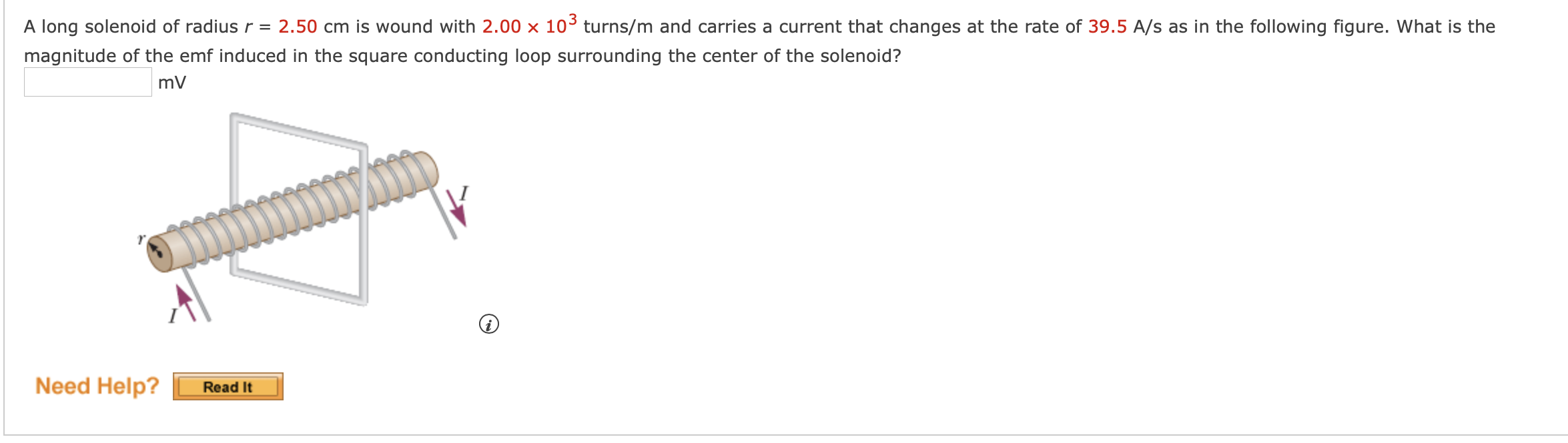 Solved A long solenoid of radius r=2.50 cm is wound with | Chegg.com