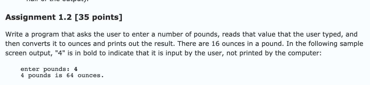 Solved Assignment 1.2 [35 points] Write a program that asks | Chegg.com