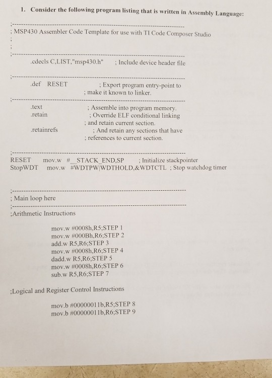 Solved 1 Consider The Following Program Listing That Is