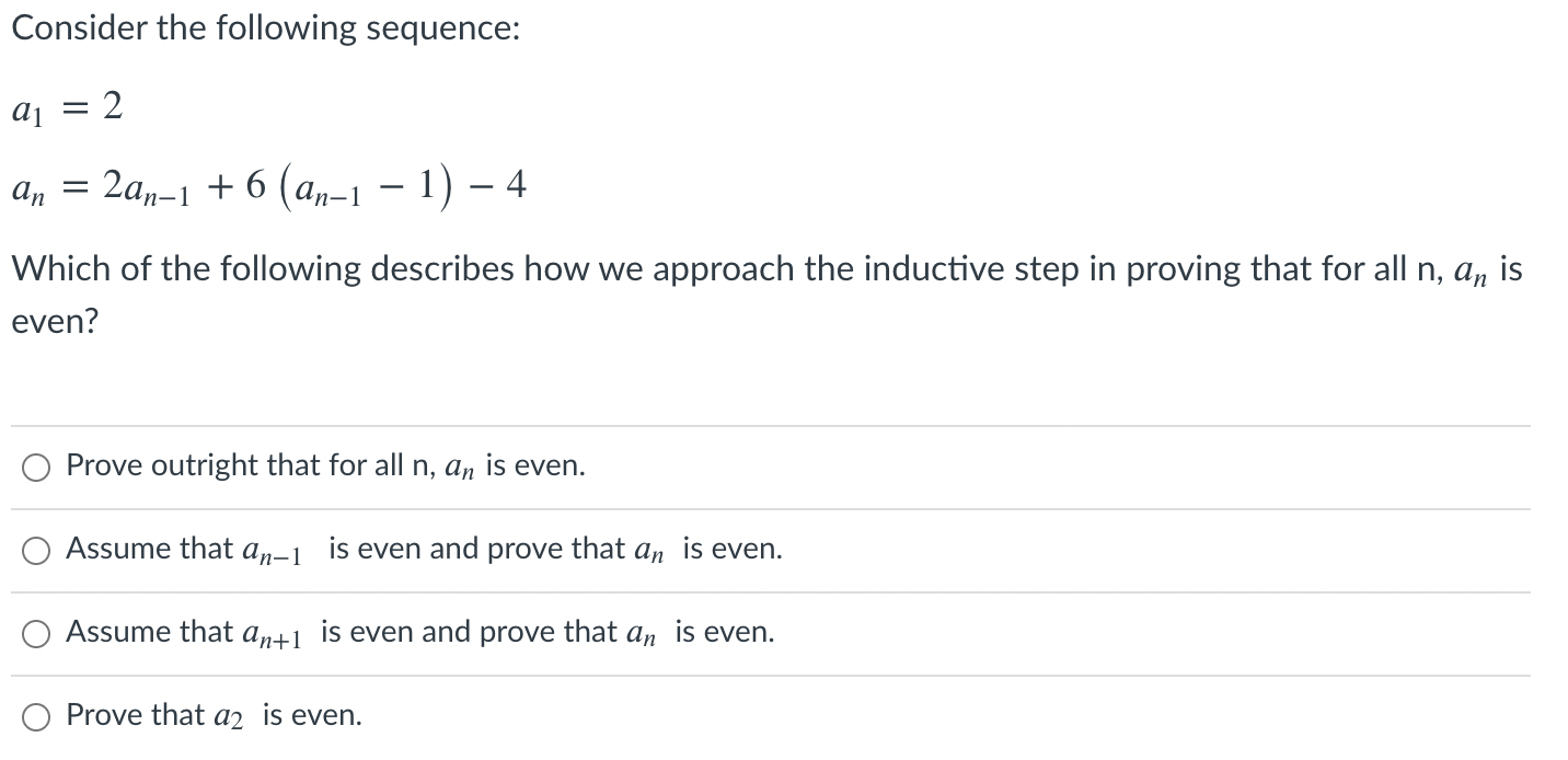 Solved Consider the following sequence: ai = 2 an 2an-1 + 6 | Chegg.com