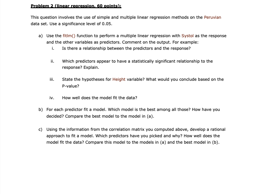 Solved Problem 2 (linear regression, 60 points): This | Chegg.com