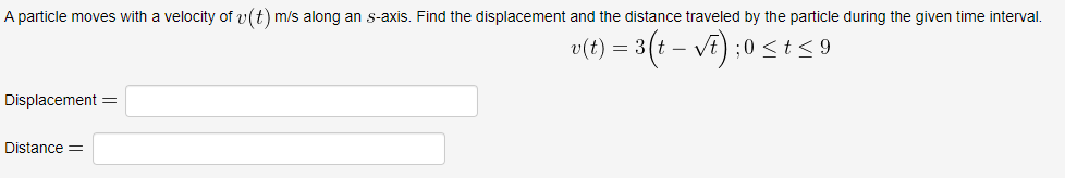 Solved A particle moves with a velocity of v(t)m/s along an | Chegg.com