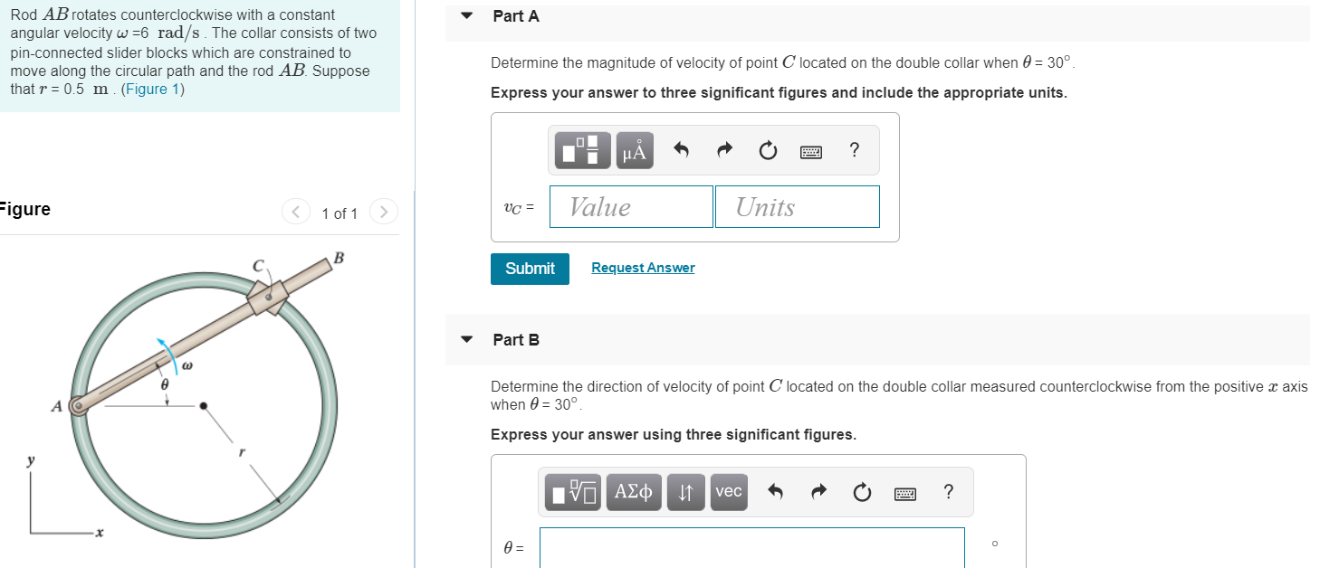 Solved Part A Rod AB rotates counterclockwise with a | Chegg.com
