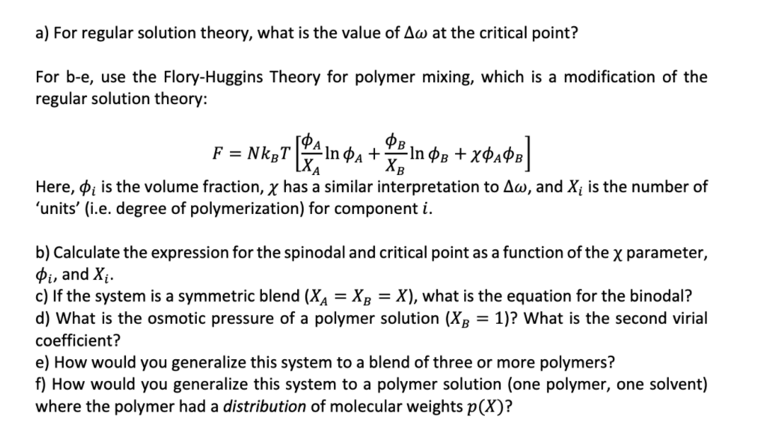 a) For regular solution theory, what is the value of | Chegg.com
