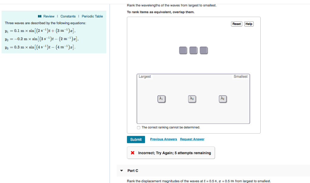 Solved Rank the wavelengths of the waves from largest to | Chegg.com