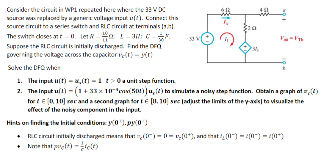 Solved Consider the circuit in WP1 repeated here where the | Chegg.com