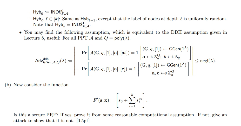 Solved Question 3. (Naor-Reingold PRF) Let | Chegg.com