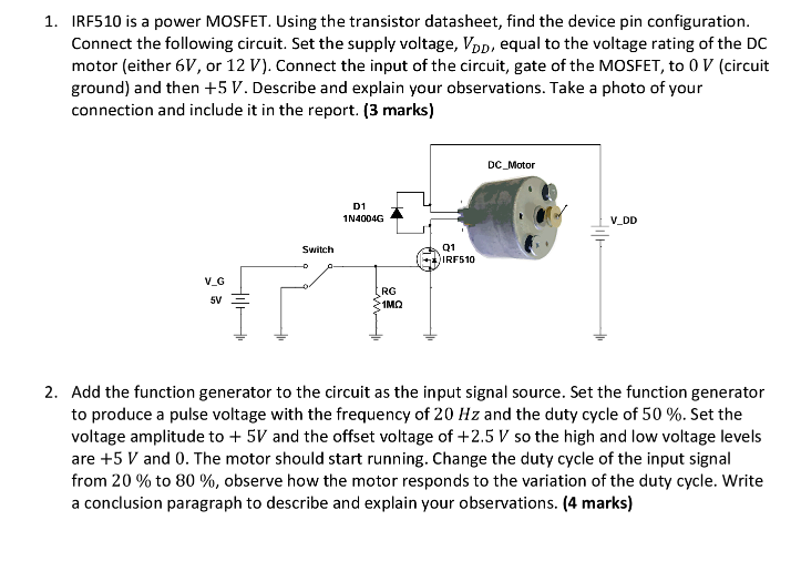 Solved 1. IRF510 is a power MOSFET. Using the transistor | Chegg.com