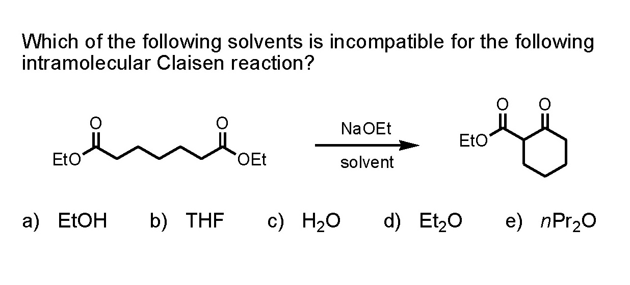 Solved Which of the following solvents is incompatible for | Chegg.com