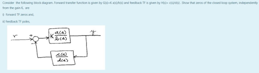 Solved Consider the following block diagram. Forward | Chegg.com