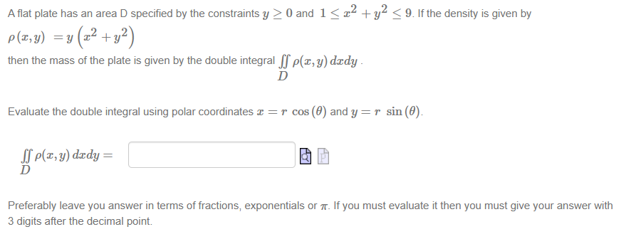 Solved A flat plate has an area D ﻿specified by the | Chegg.com | Chegg.com