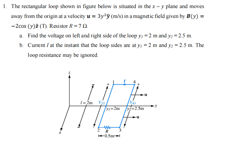 Solved 1. The rectangular loop shown in figure below is | Chegg.com