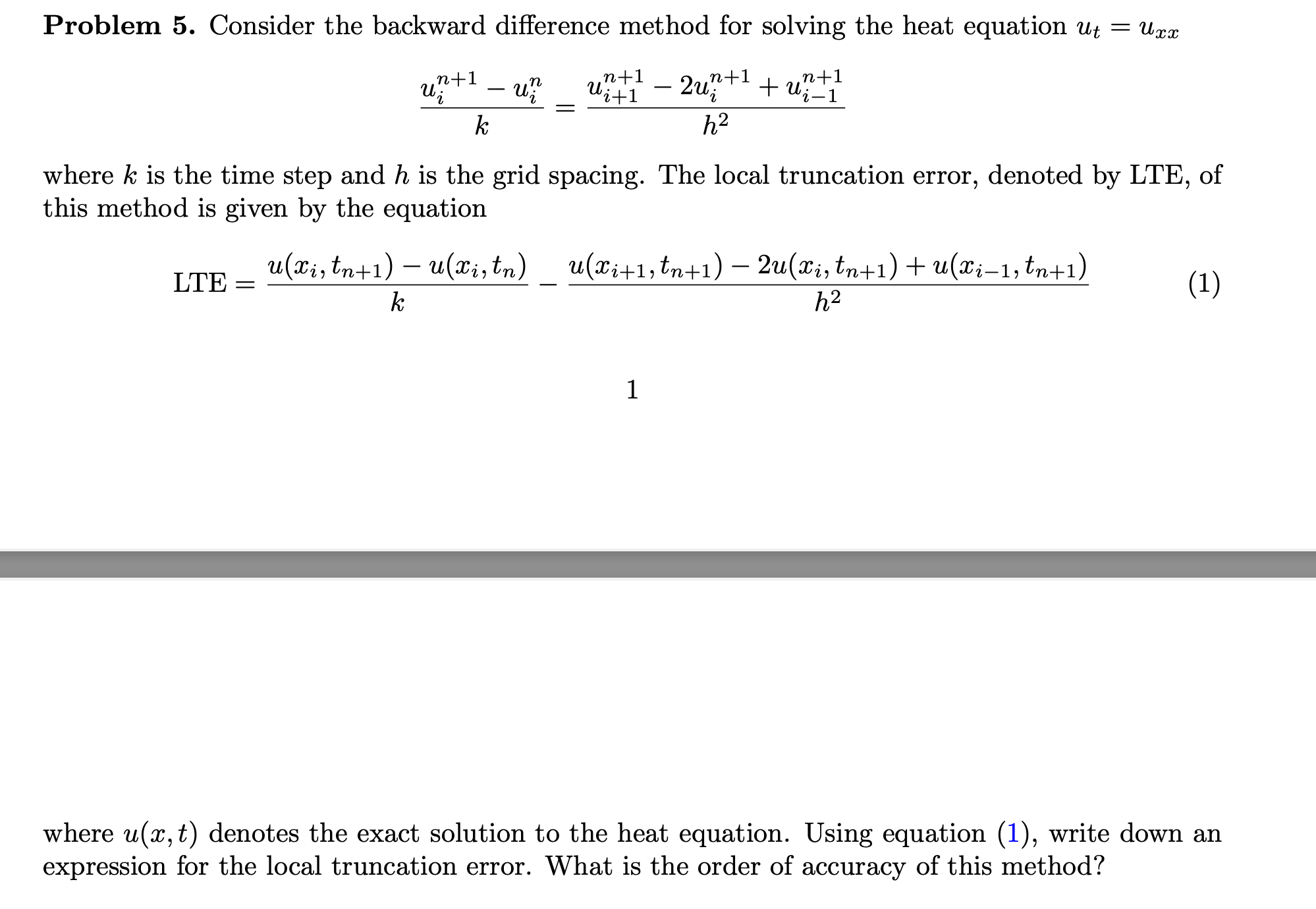 Solved Problem 5. Consider the backward difference method | Chegg.com