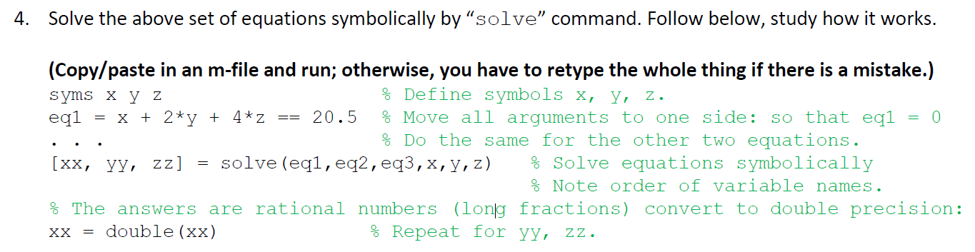 Solved 4. Solve the above set of equations symbolically by | Chegg.com