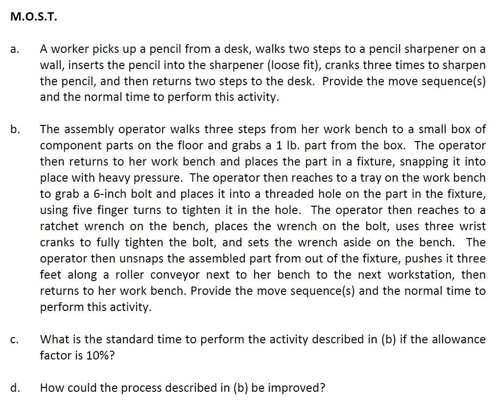 Solved a. A worker picks up a pencil from a desk, walks two | Chegg.com