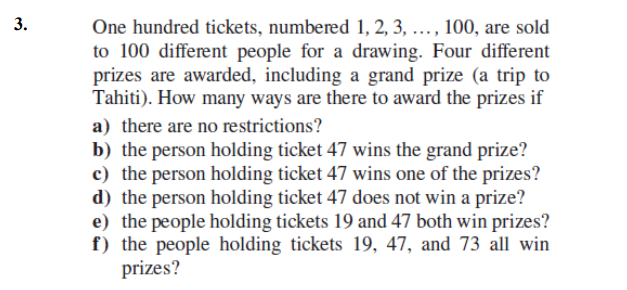 Solved One hundred tickets, numbered 1,2,3,…,100, are sold | Chegg.com