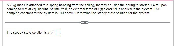 Solved A 2-kg mass is attached to a spring hanging from the | Chegg.com