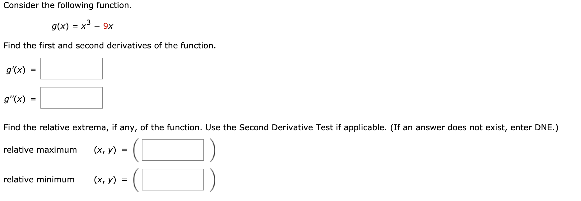 Solved Consider the following function. g(x) = x3 – 9x Find | Chegg.com