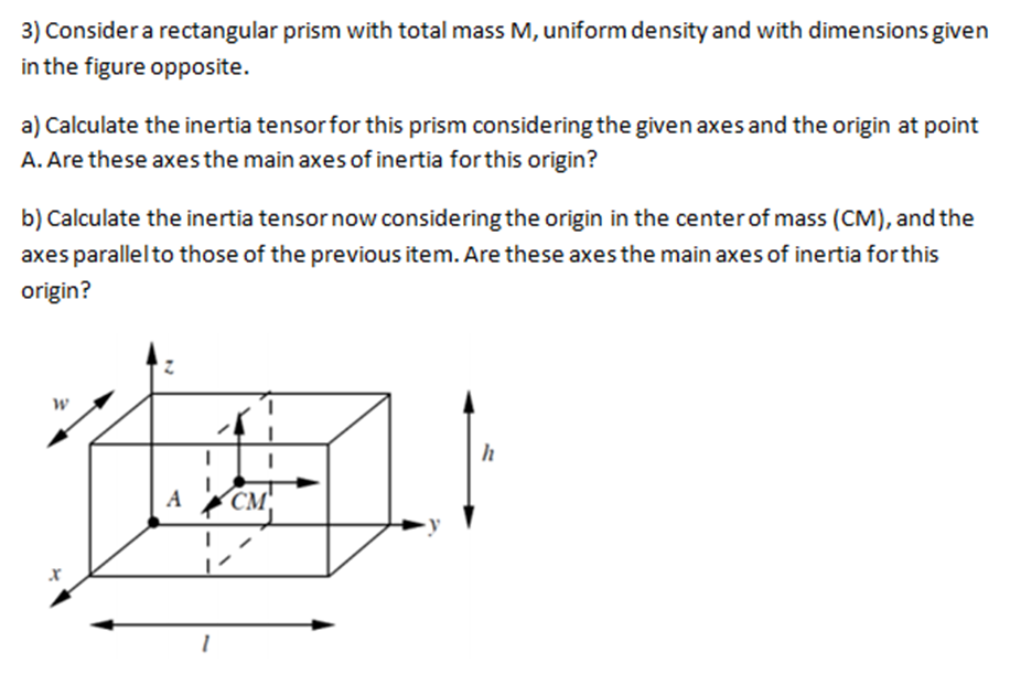 Solved 3) Considera rectangular prism with total mass M, | Chegg.com