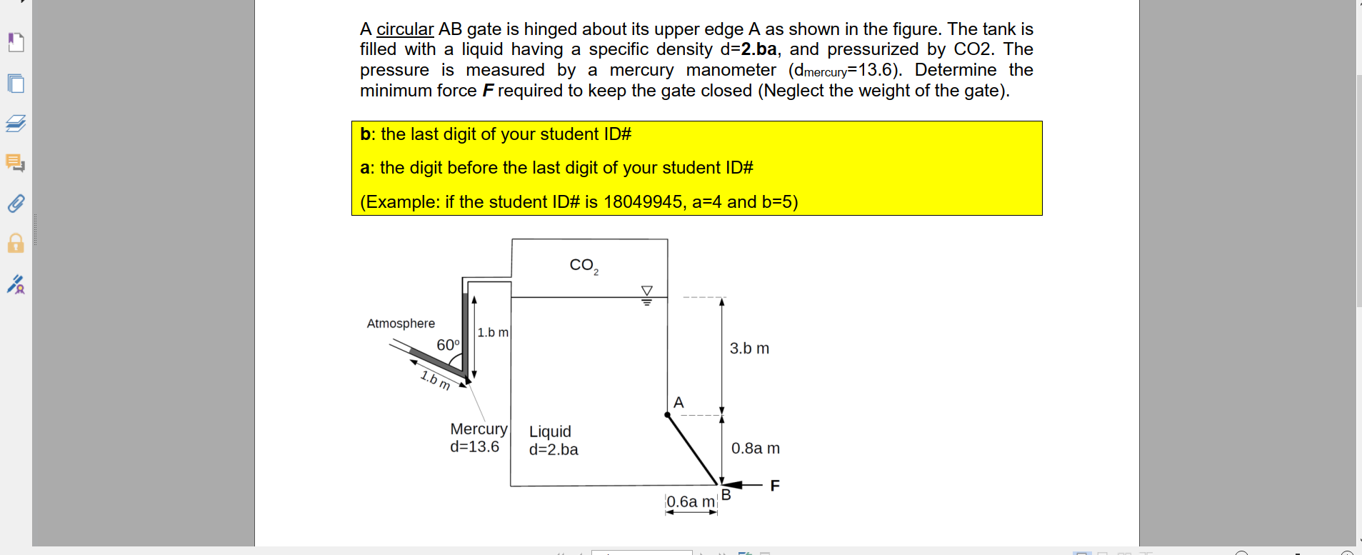 Solved A circular AB gate is hinged about its upper edge A | Chegg.com