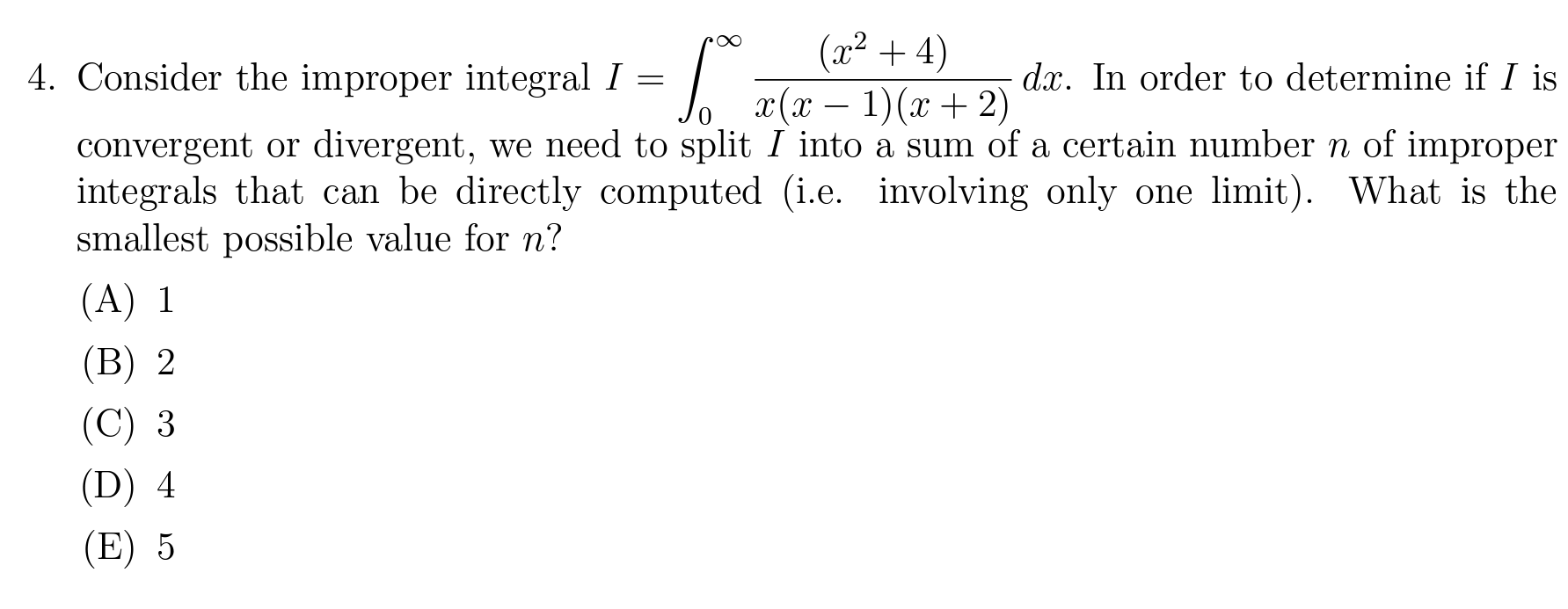 Solved Consider the improper integral | Chegg.com