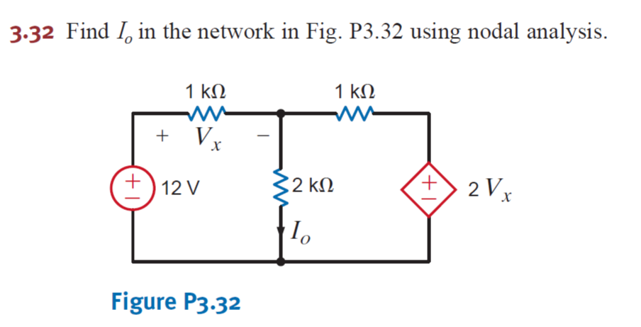 Solved 3.32 Find I. in the network in Fig. P3.32 using nodal | Chegg.com