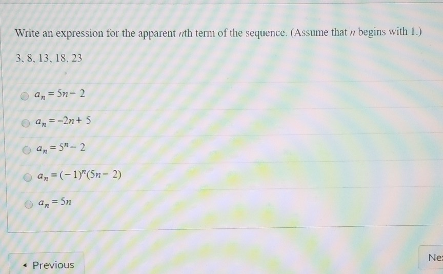 Solved Write an expression for the apparent nth term of the | Chegg.com