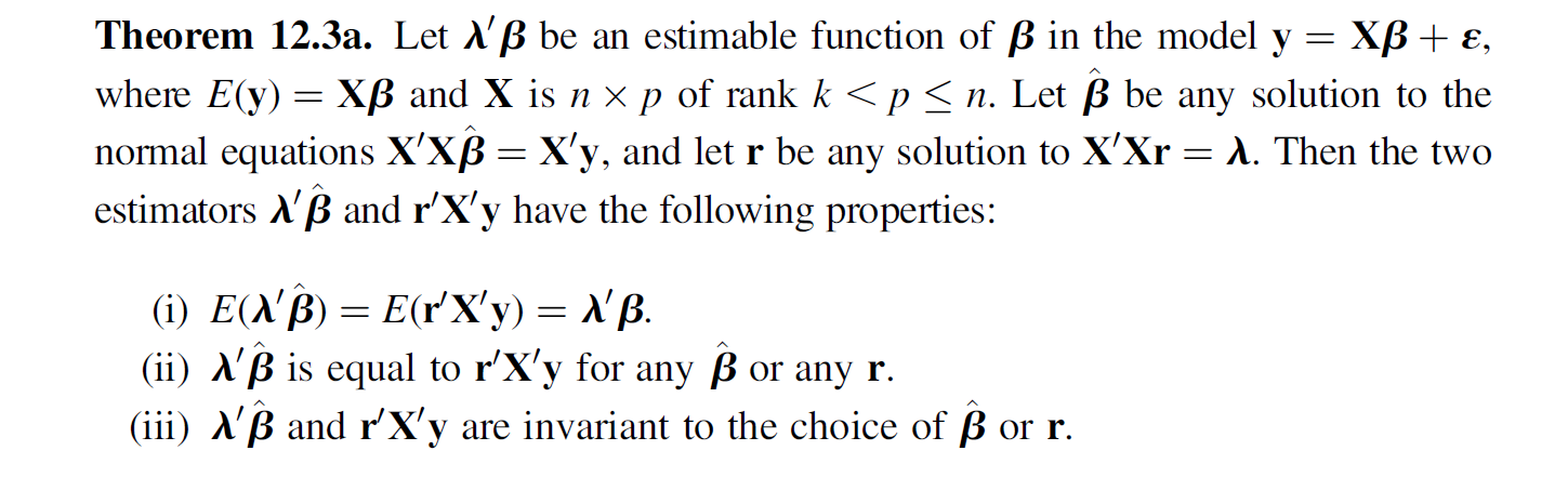 Solved 12.6 If X'ß is estimable and ß, and B2 are two | Chegg.com