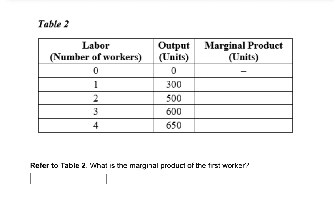 Solved Table 1 Refer to Table 1. What is total output when 1 | Chegg.com